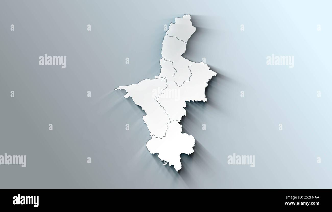 Modern Map of Ningxia Province of China with District Borders Stock ...