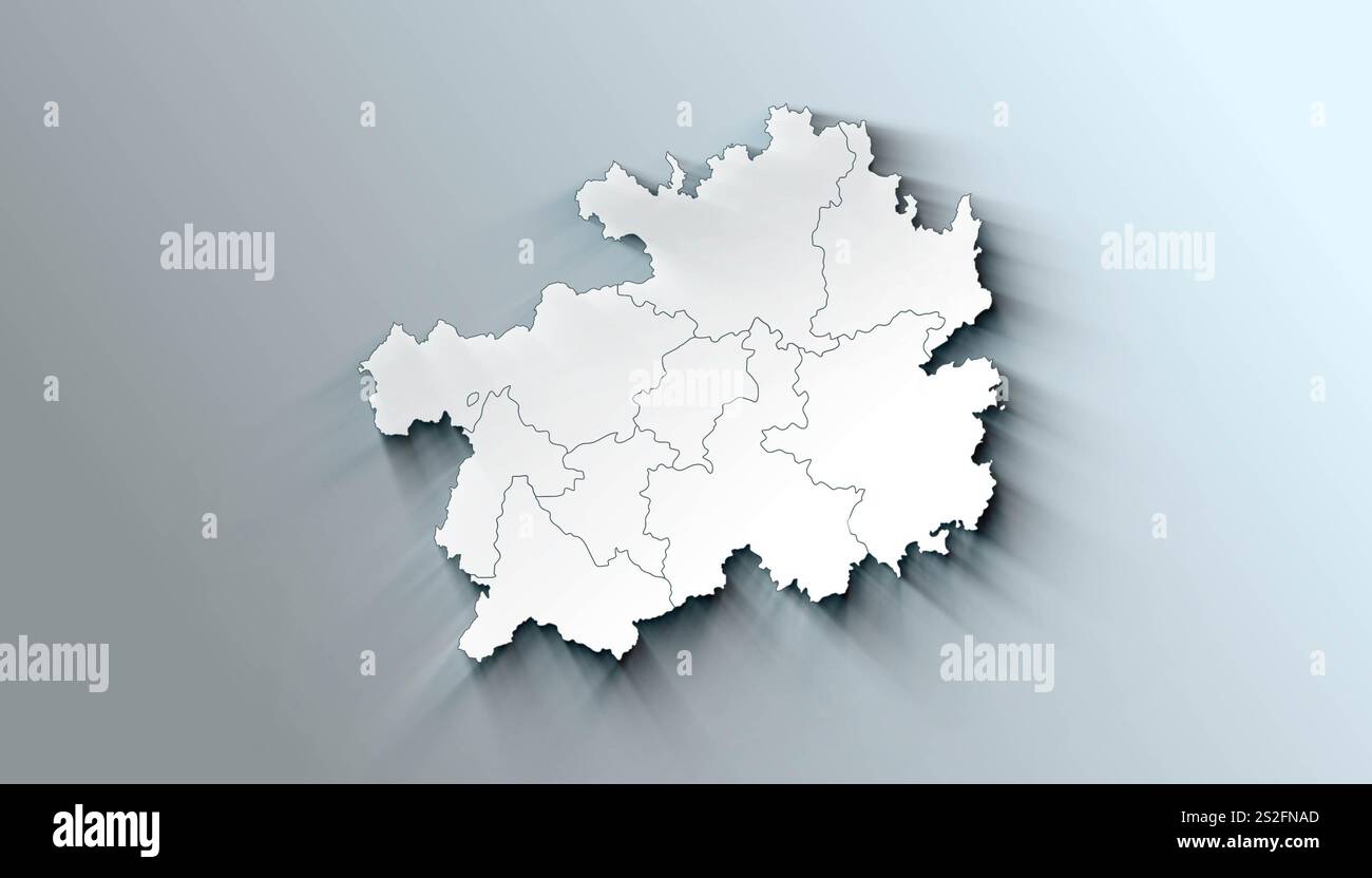 Modern Map of Guizhou Province of China with District Borders Stock ...