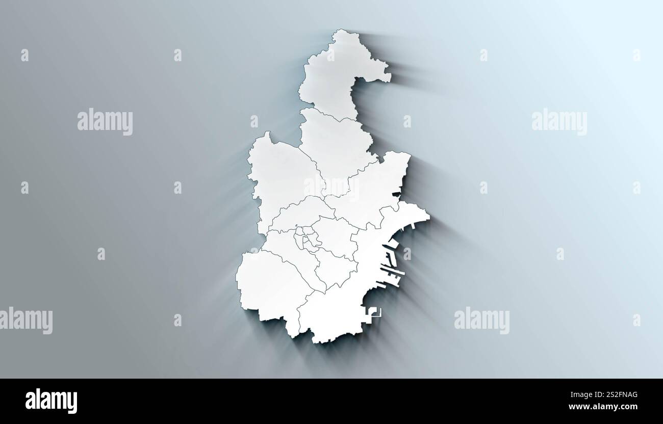 Modern Map of Tianjin Province of China with District Borders Stock ...