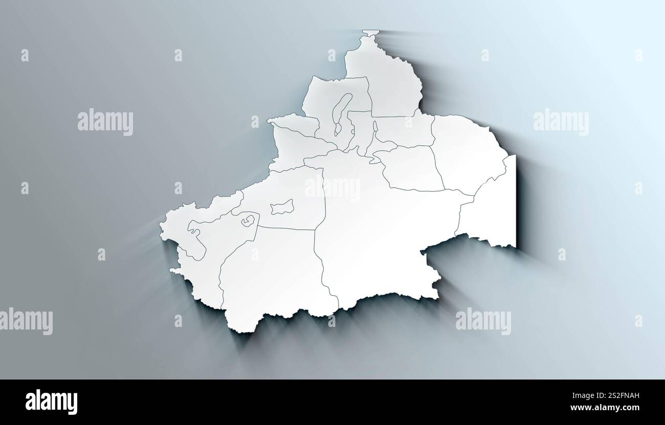 Modern Map of Xinjiang Province of China with District Borders Stock ...