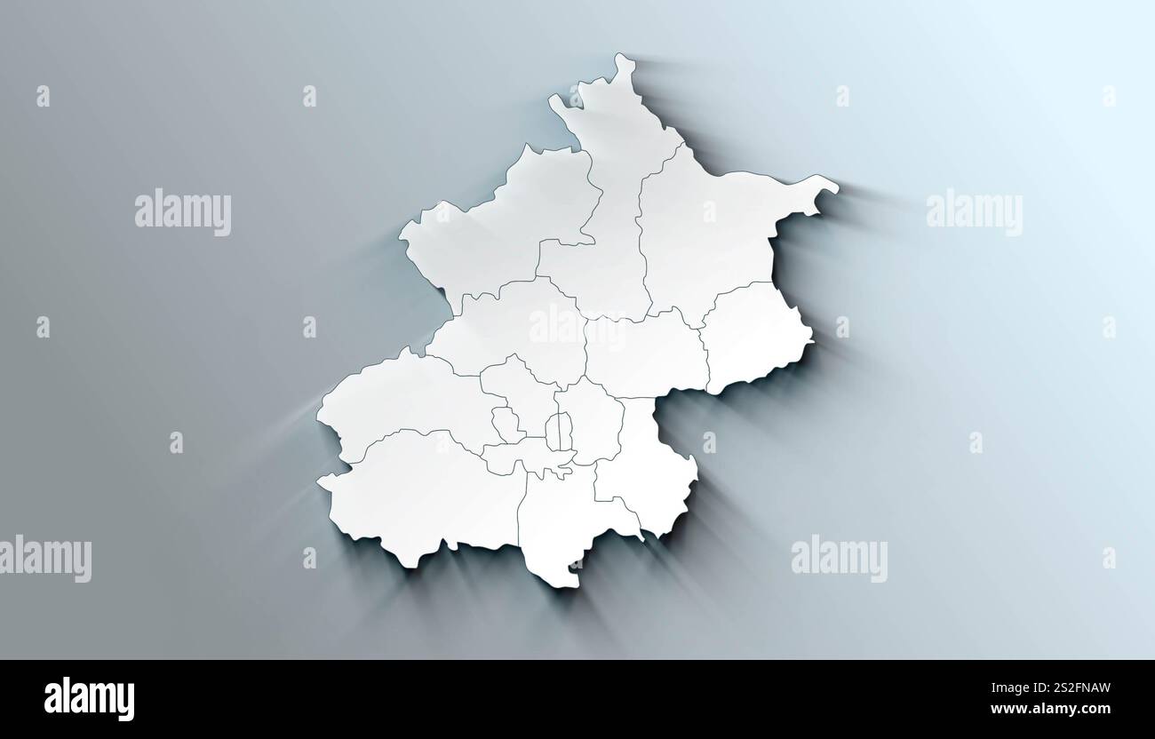 Modern Map of Beijing Province of China with District Borders Stock ...