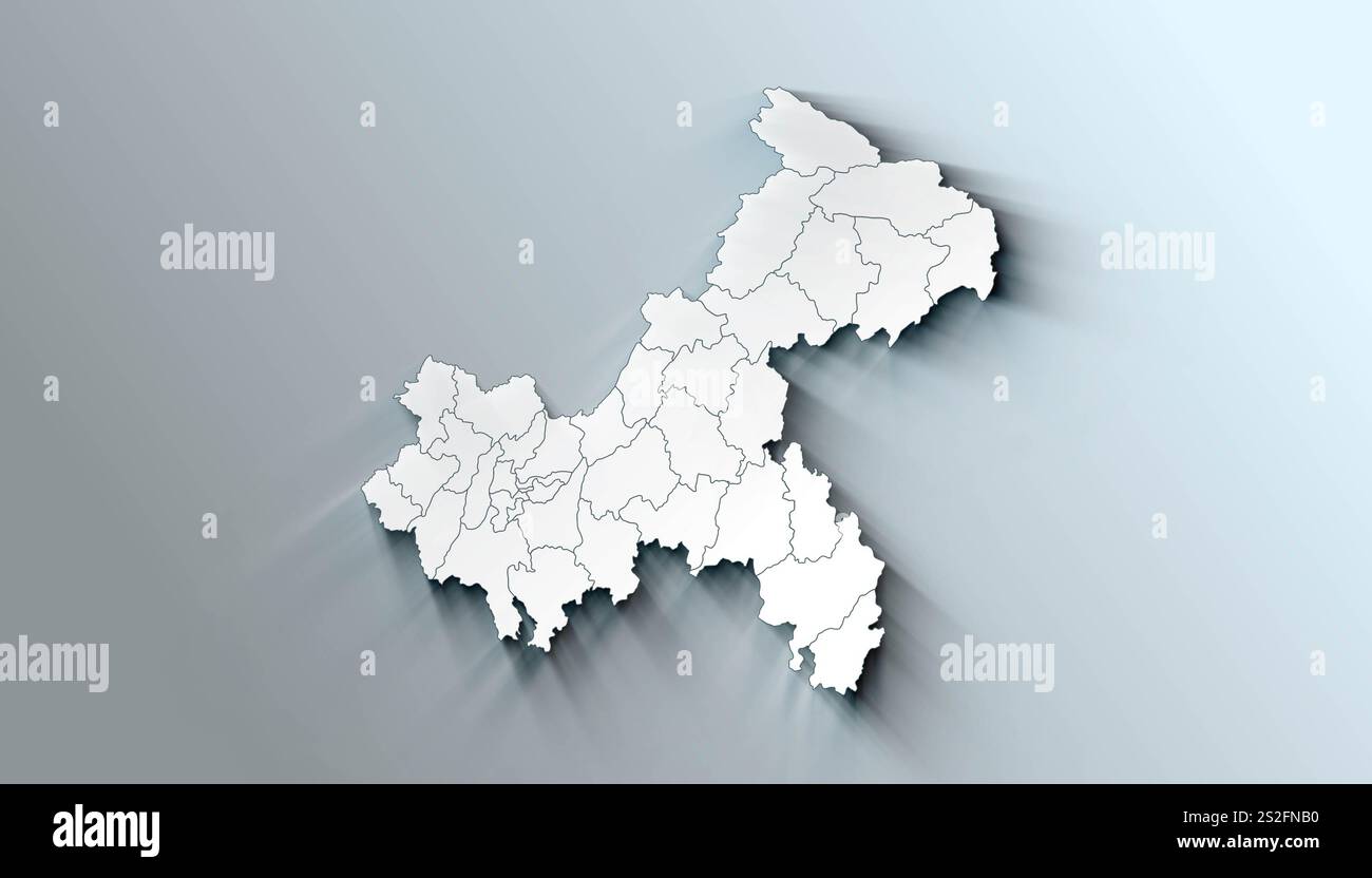 Modern Map of Chongqing Province of China with District Borders Stock ...