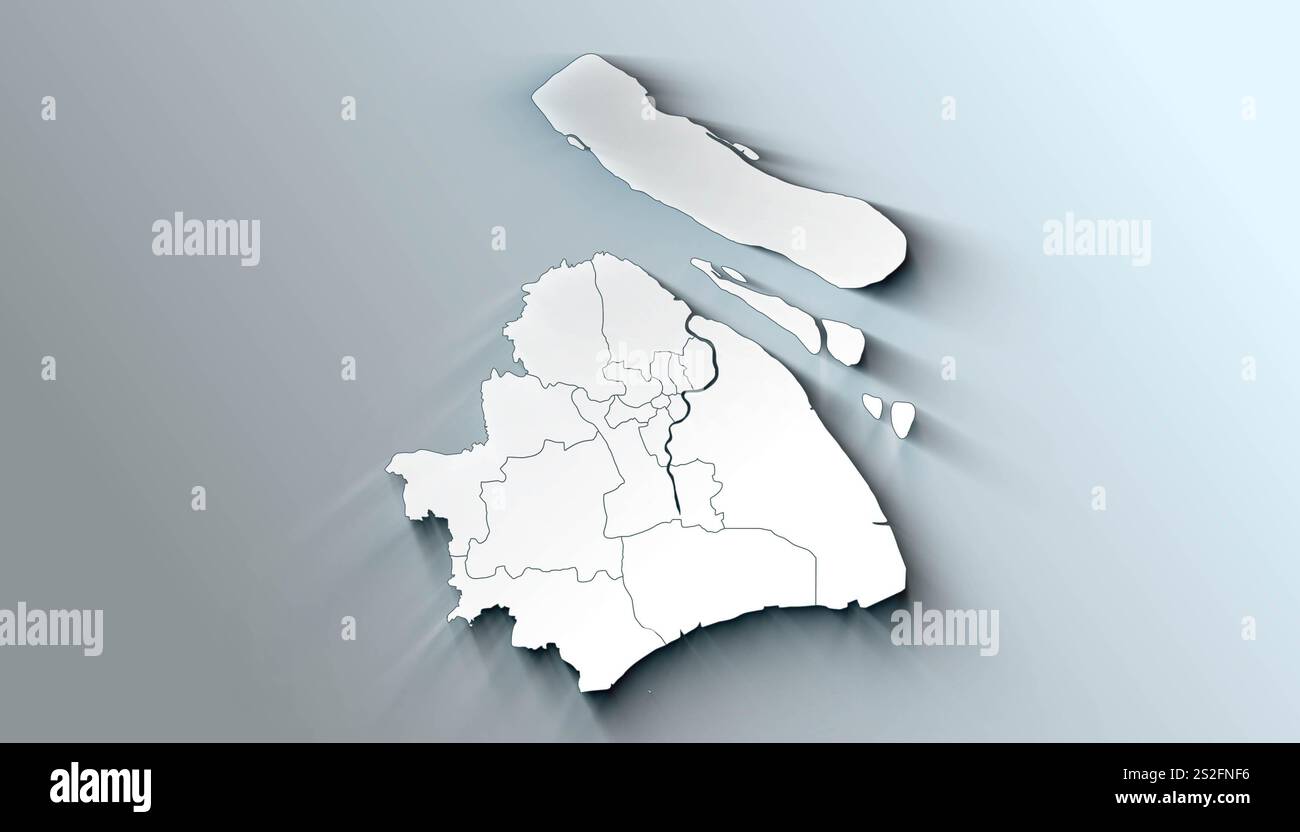 Modern Map of Shanghai Province of China with District Borders Stock ...