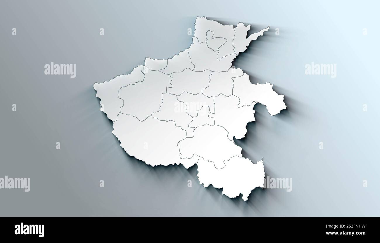 Modern Map of Henan 2 Province of China with District Borders Stock ...