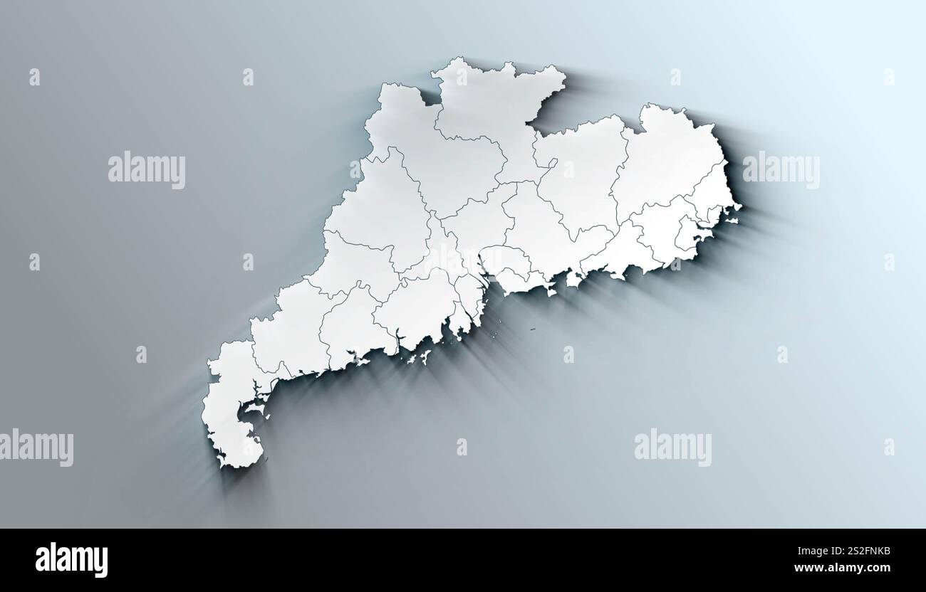 Modern Map of Guangdong Province of China with District Borders Stock ...