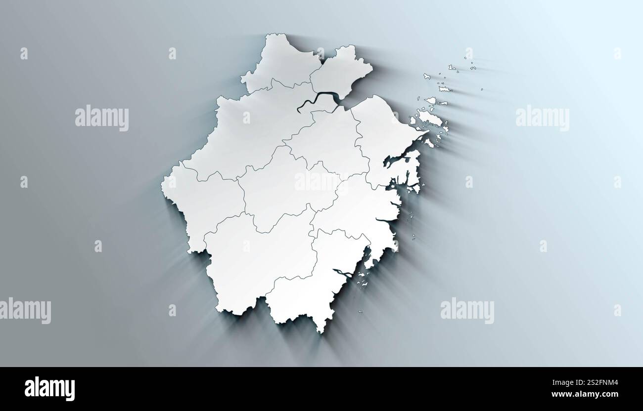 Modern Map of Zhejiang Province of China with District Borders Stock ...