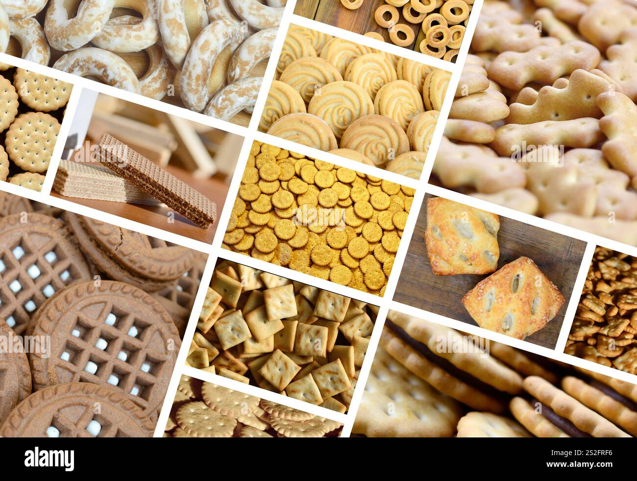 A collage of many pictures with various sweets close-up. A set of ...