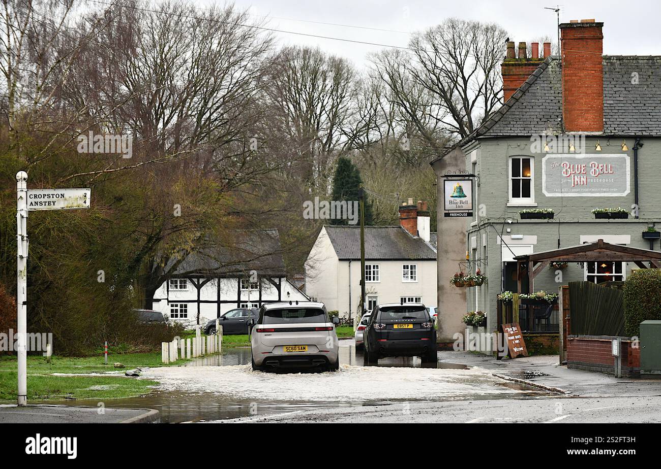 Rothley, Leicestershire, UK. 6 Jan, 2025. Alamy. Flooding on Town Green ...