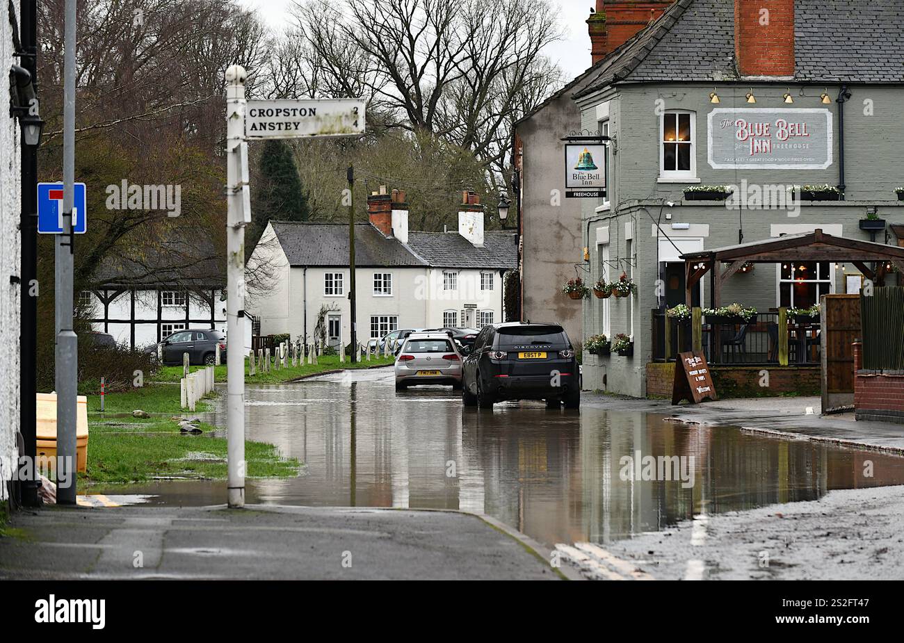 Rothley, Leicestershire, UK. 6 Jan, 2025. Alamy. Flooding on Town Green ...