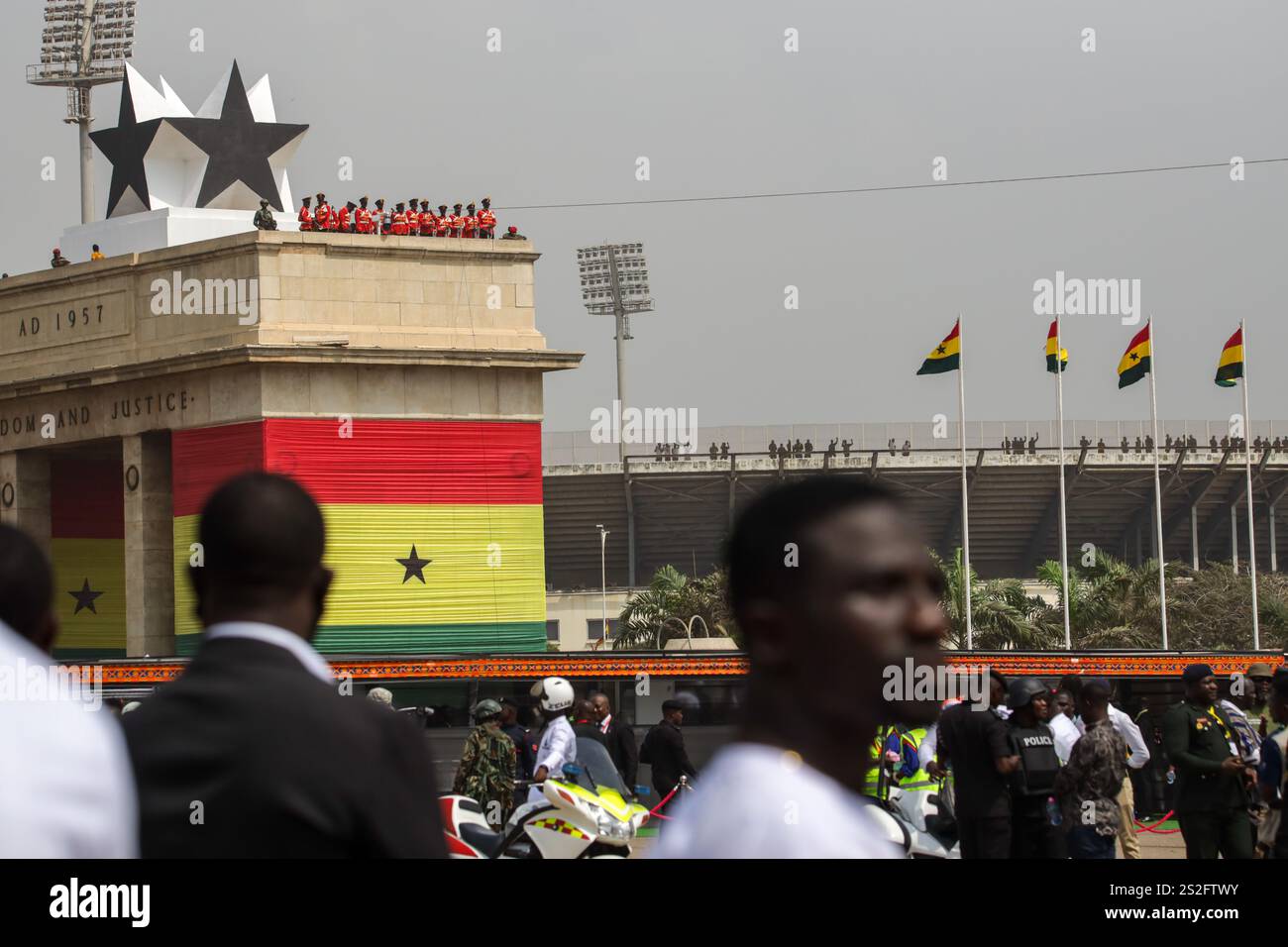 Accra, Greater Accra Region, Ghana. 7th Jan, 2025. Guests watch as JOHN ...
