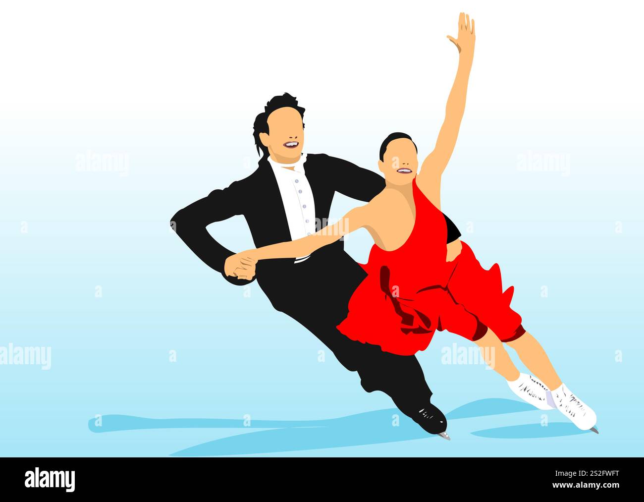 Figure skating colored silhouettes. Vector 3d illustration Stock Vector ...