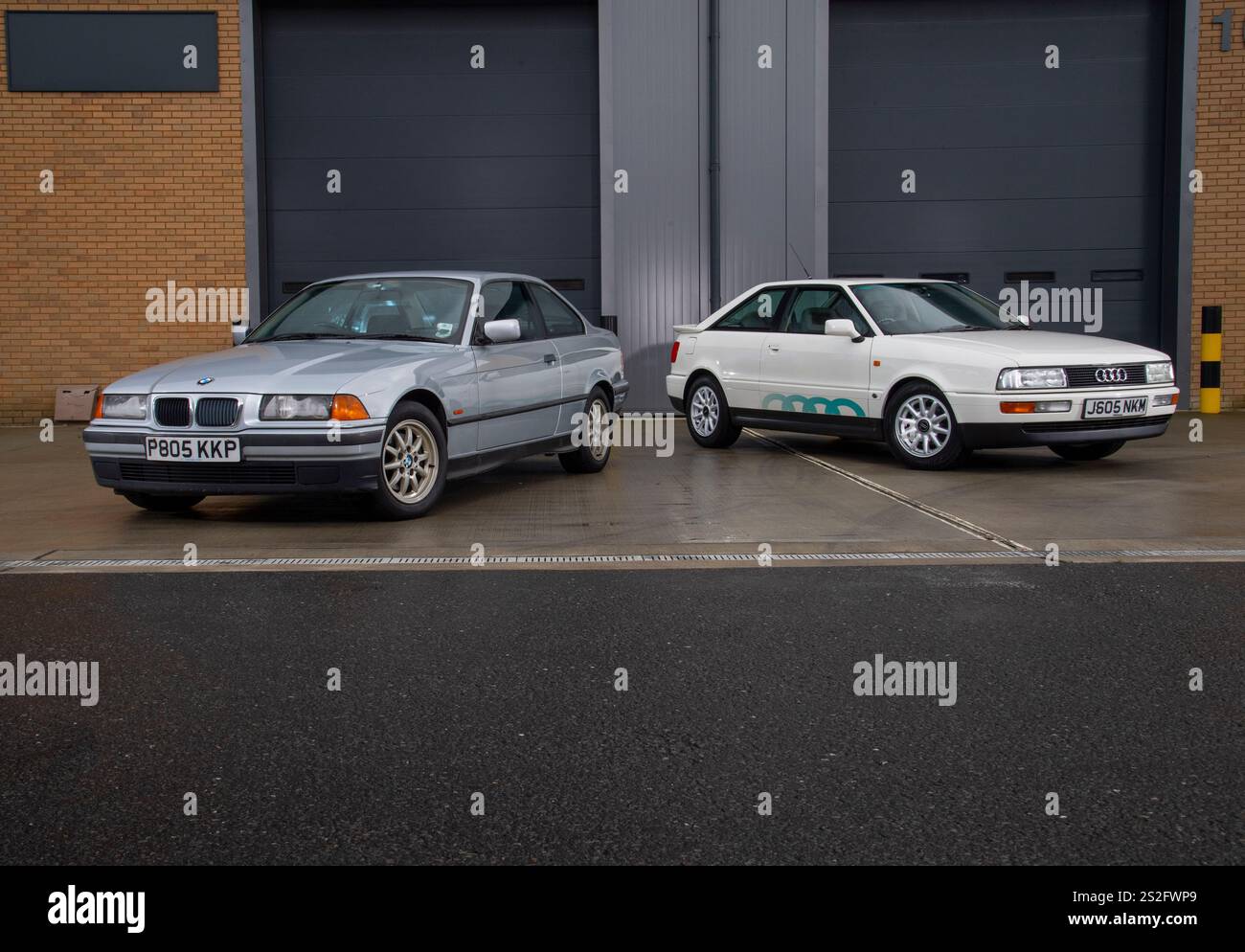 1990s BMW 3 Series and Audi 80s Coupes. Modern classic retro cars Stock ...