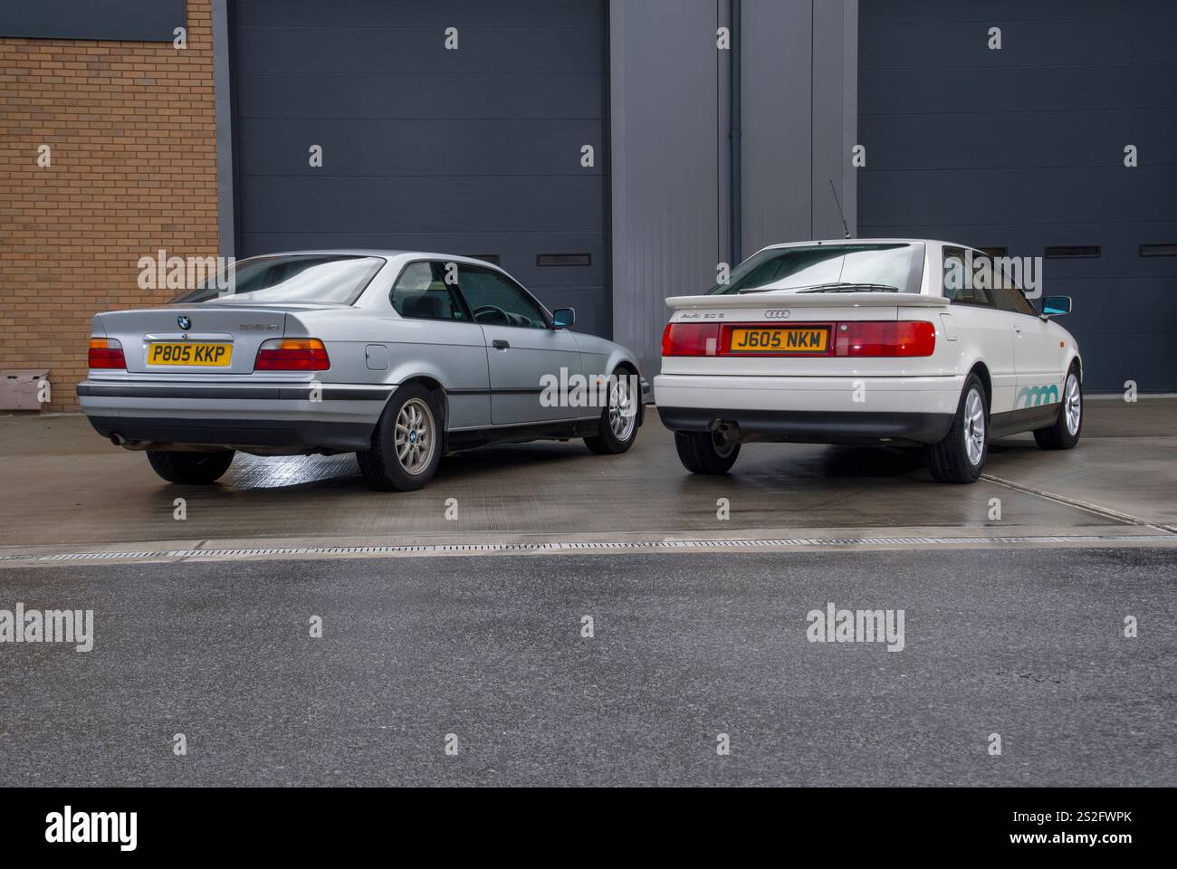1990s BMW 3 Series and Audi 80s Coupes. Modern classic retro cars Stock ...