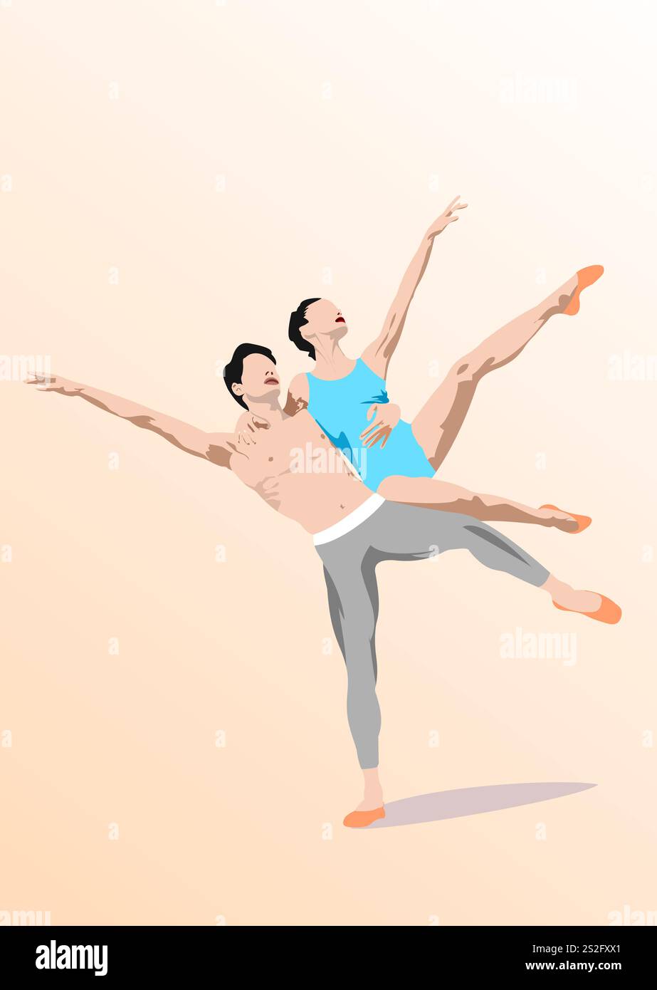 Modern ballet dancers. Colored 3d illustration Stock Vector Image & Art ...