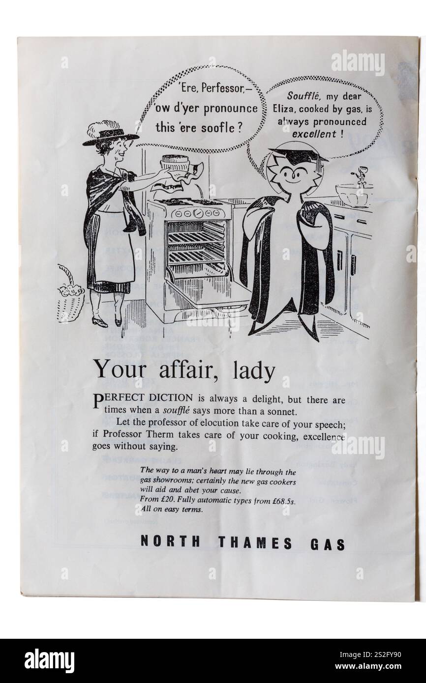 Advertisement in My Fair Lady programme printed 9/3/62 set on white ...
