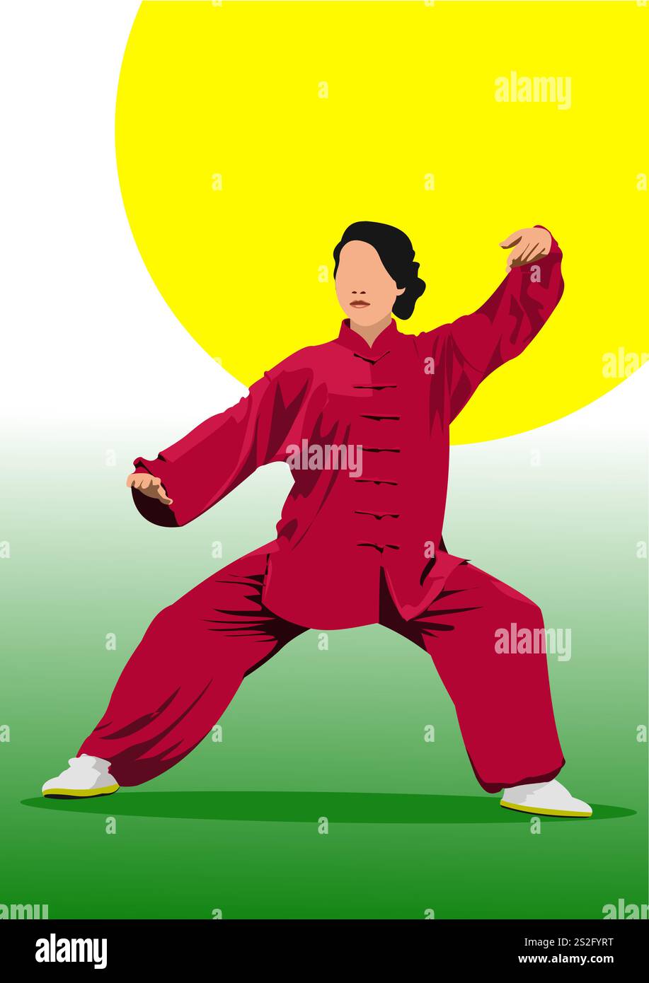 Oriental combat sports. Wu Shu. Colored 3d vector illustration Stock Vector Image & Art - Alamy