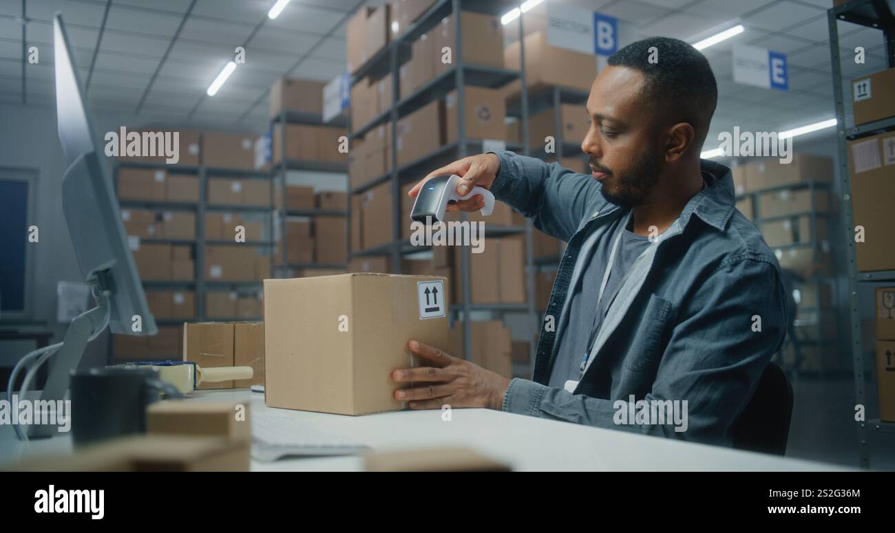 Male employee uses barcode hi-res stock photography and images - Alamy