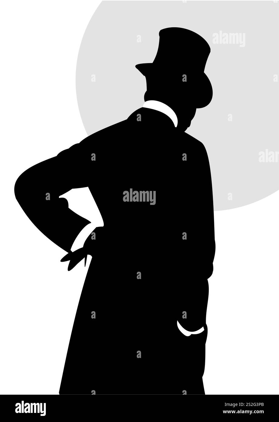 London handsome gentlemen. White-black vector illustration Stock Vector ...