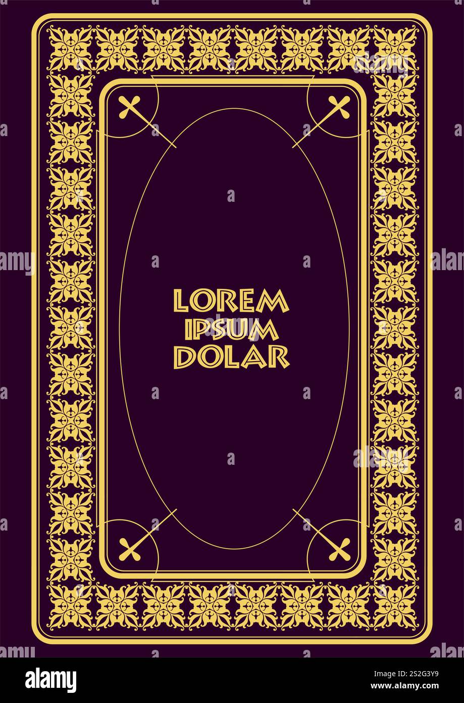 Gold ornament on dark background. Can be used as invitation card. Book ...