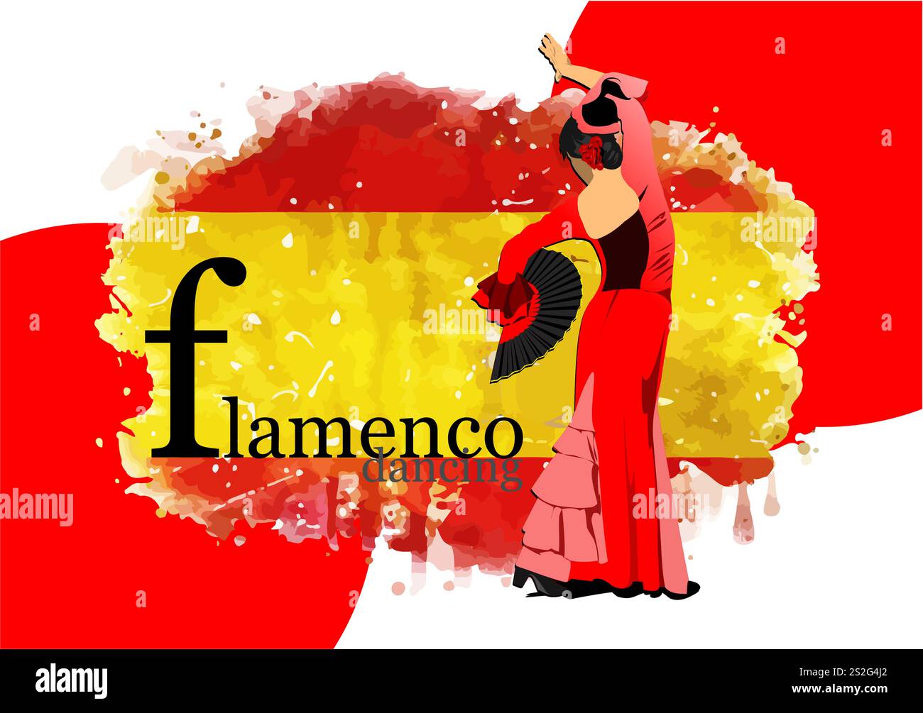 Beautiful young woman dancing flamenco. Vector 3d illustration Stock ...