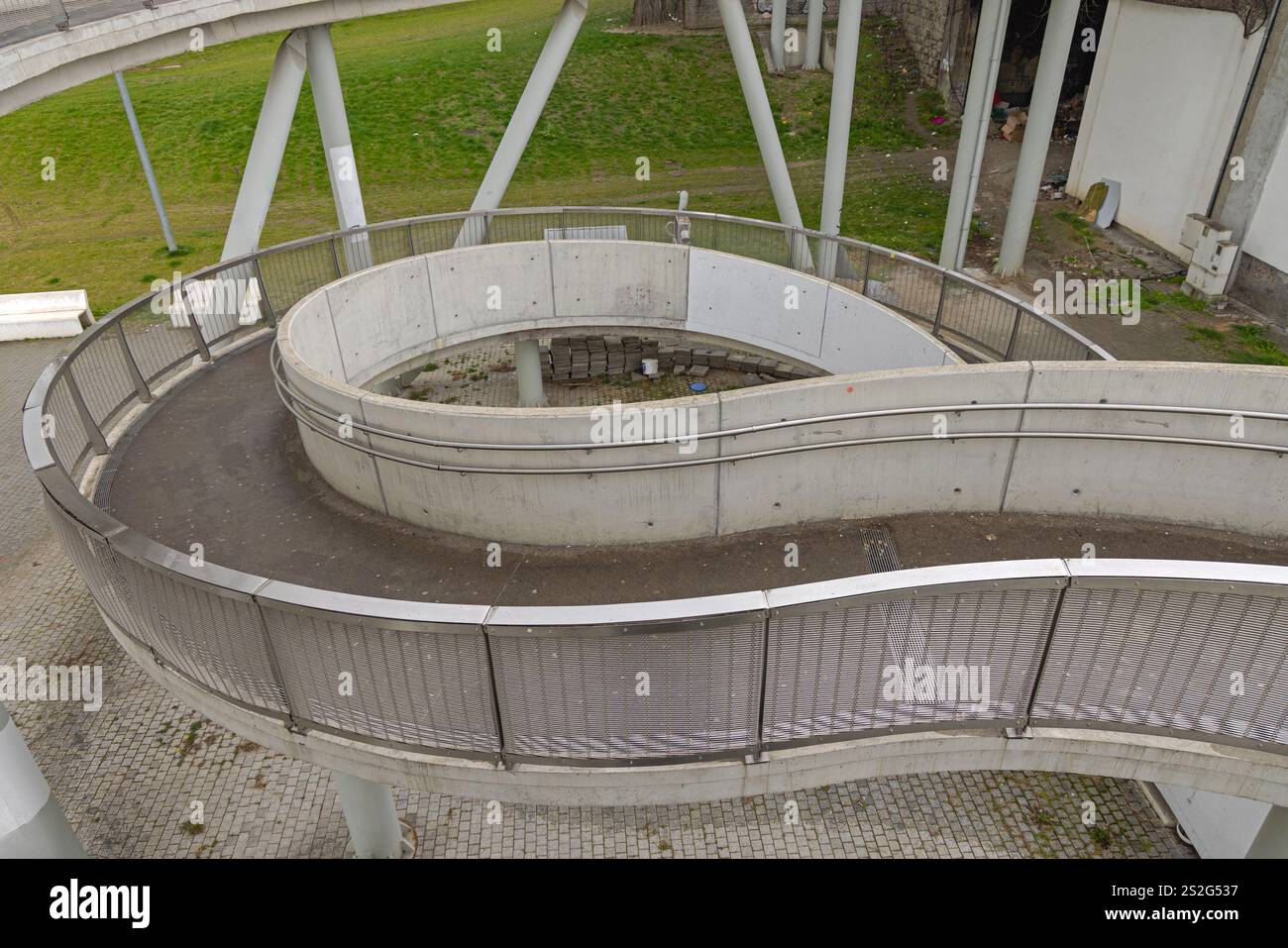 Modern Concrete Structure Curved Ramp for Bikes at City Park Stock ...
