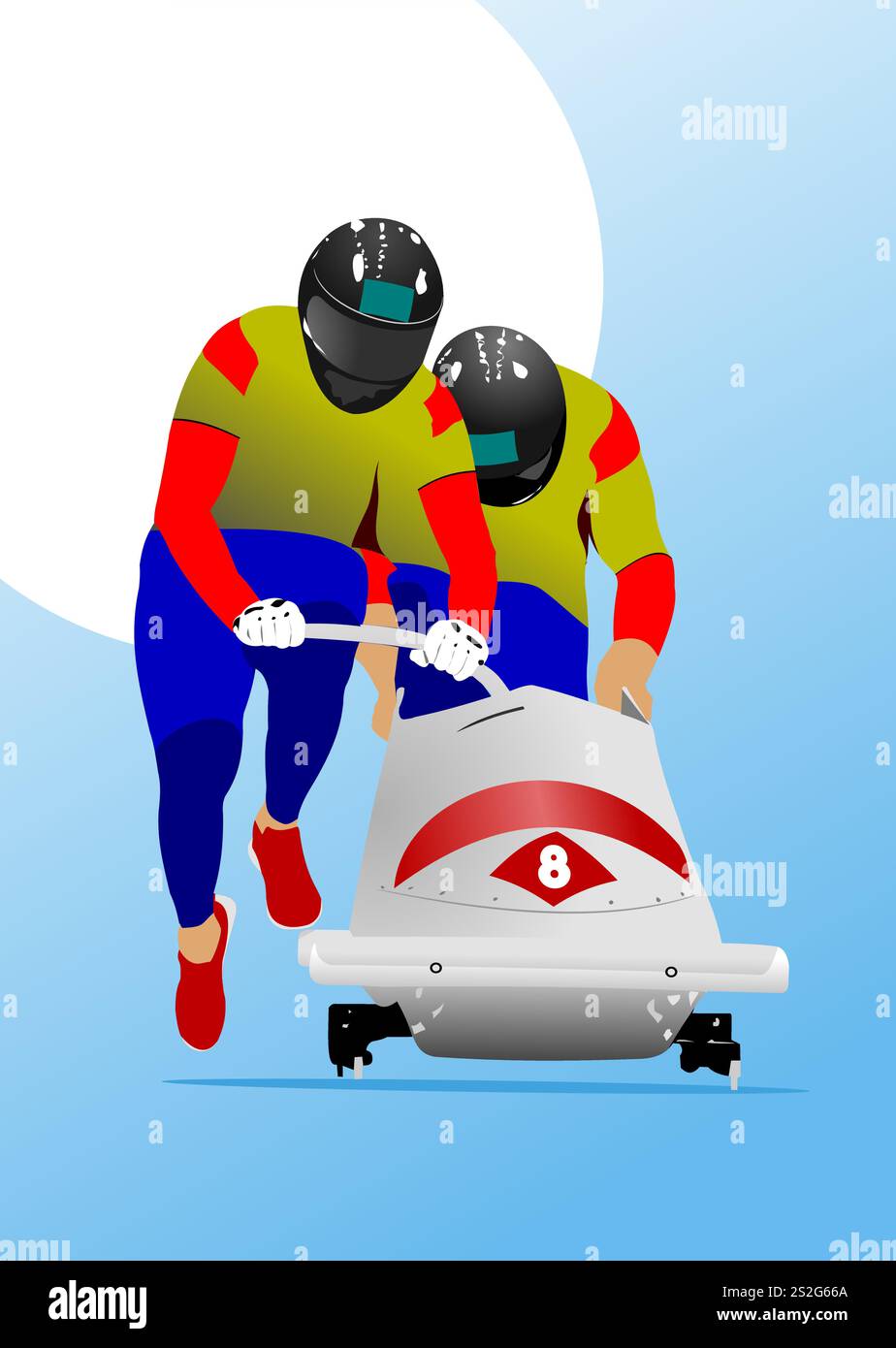 Two men team bobsleigh. 3d vector color illustration Stock Vector Image ...