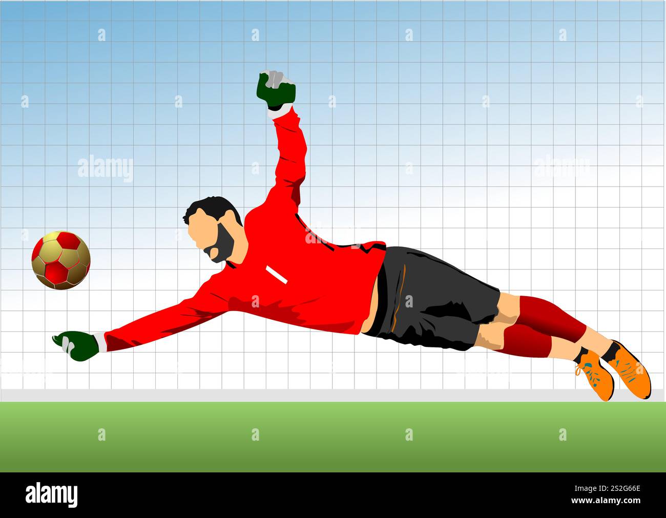 Soccer player goalkeeper catching ball silhouette. 3D vector color ...