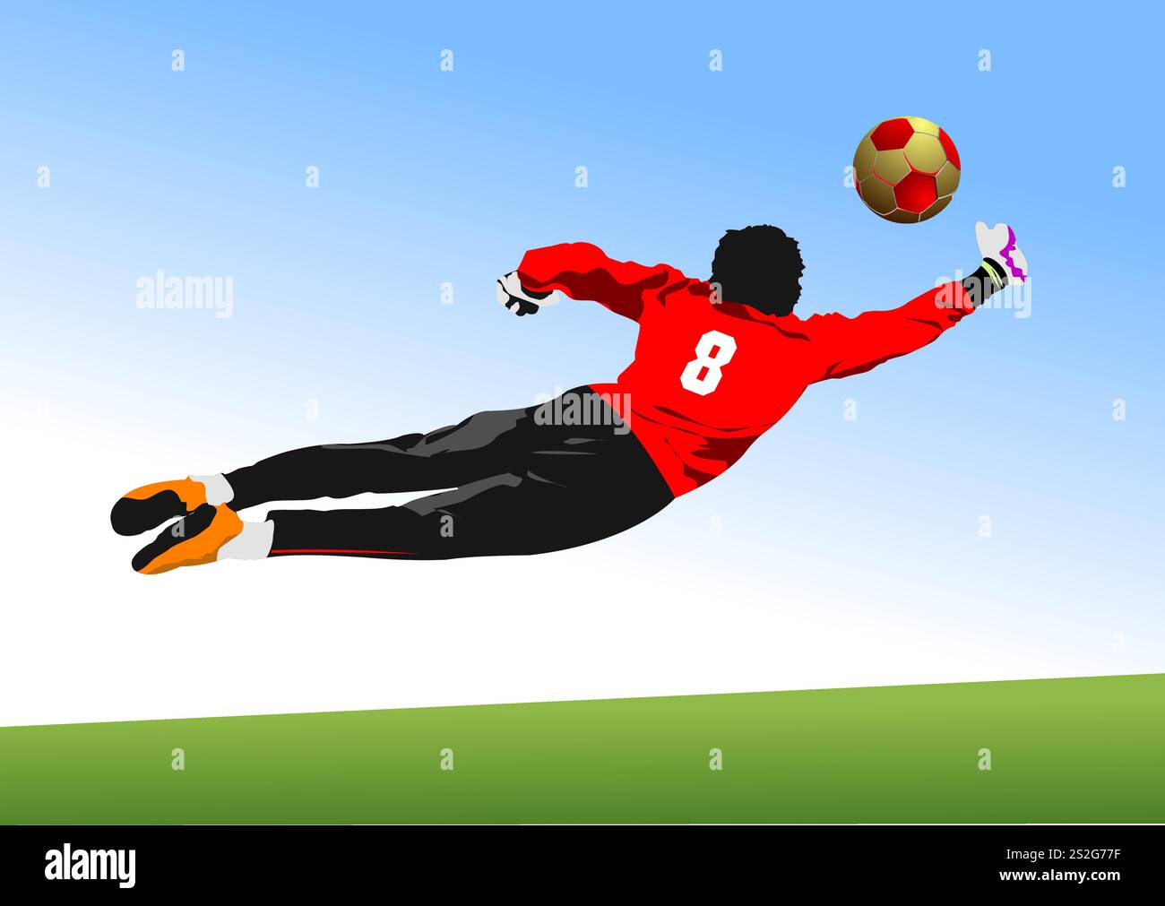 Soccer player goalkeeper catching ball silhouette. 3D vector color ...
