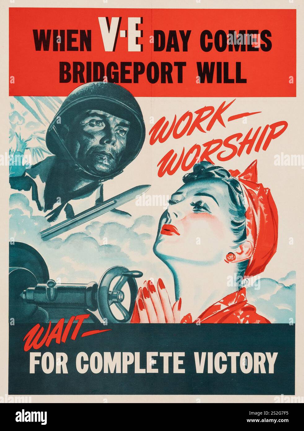 World War II (1944) American Propaganda Poster "When V-E Day Comes ...