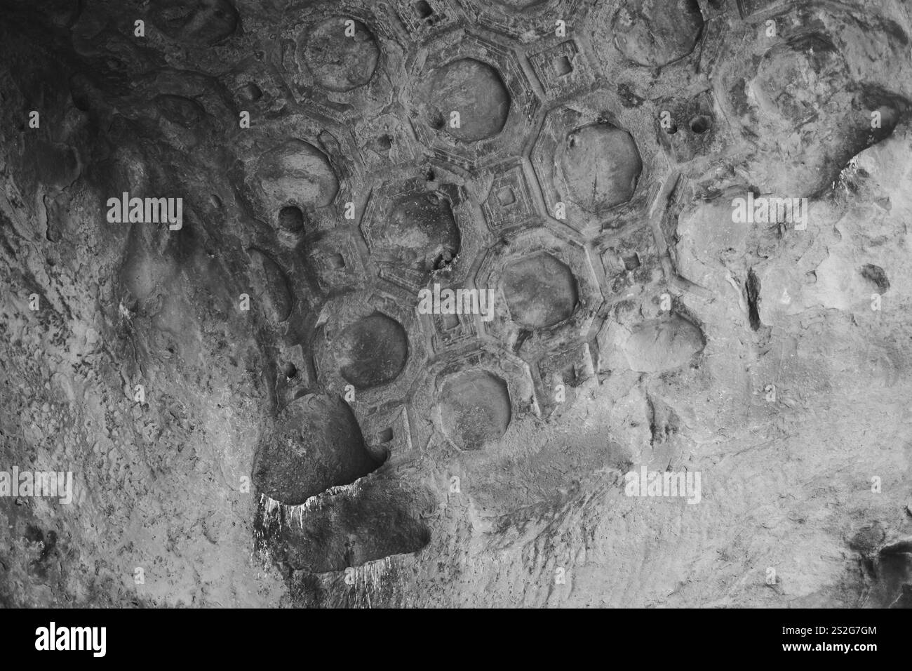 Detailed ceiling decorations in Uplistsikhe, Georgia. Showcases Stone ...