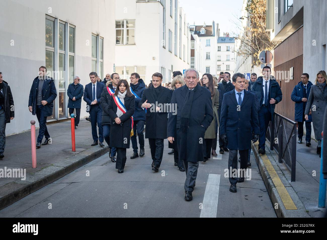 Mayor of Paris Anne Hidalgo, France's President Emmanuel Macron and his ...