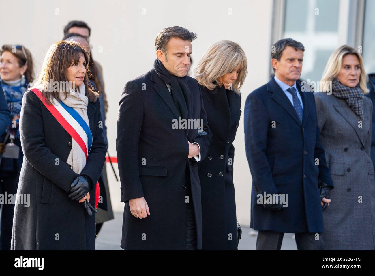 Mayor of Paris Anne Hidalgo, France's President Emmanuel Macron and his ...