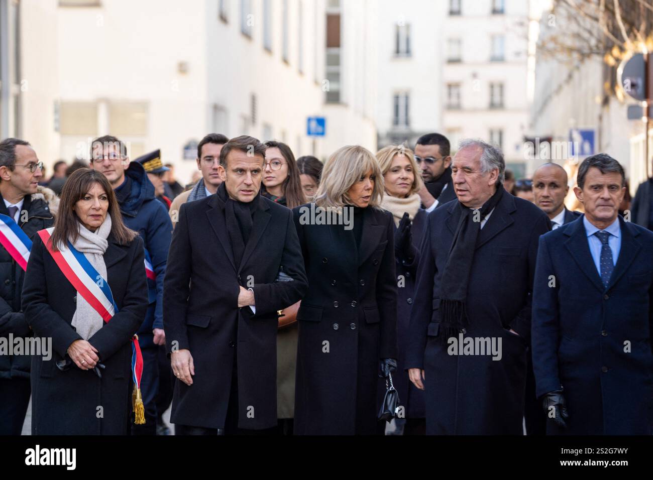 Mayor of Paris Anne Hidalgo, France's President Emmanuel Macron and his ...