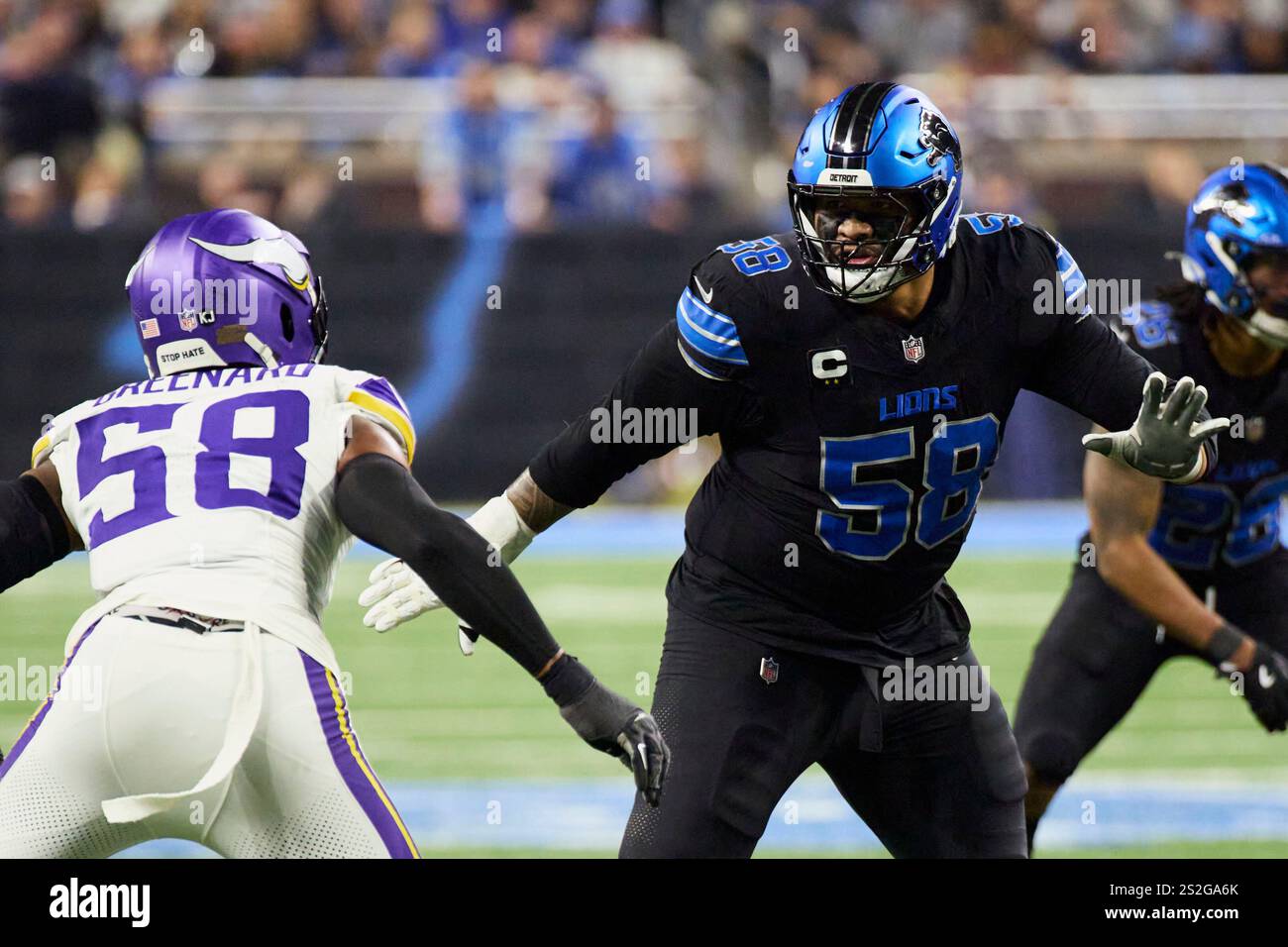 Detroit Lions offensive tackle Penei Sewell (58) blocks Minnesota ...