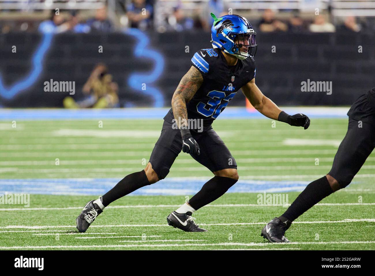 Detroit Lions safety Brian Branch (32) pursues a play on defense ...