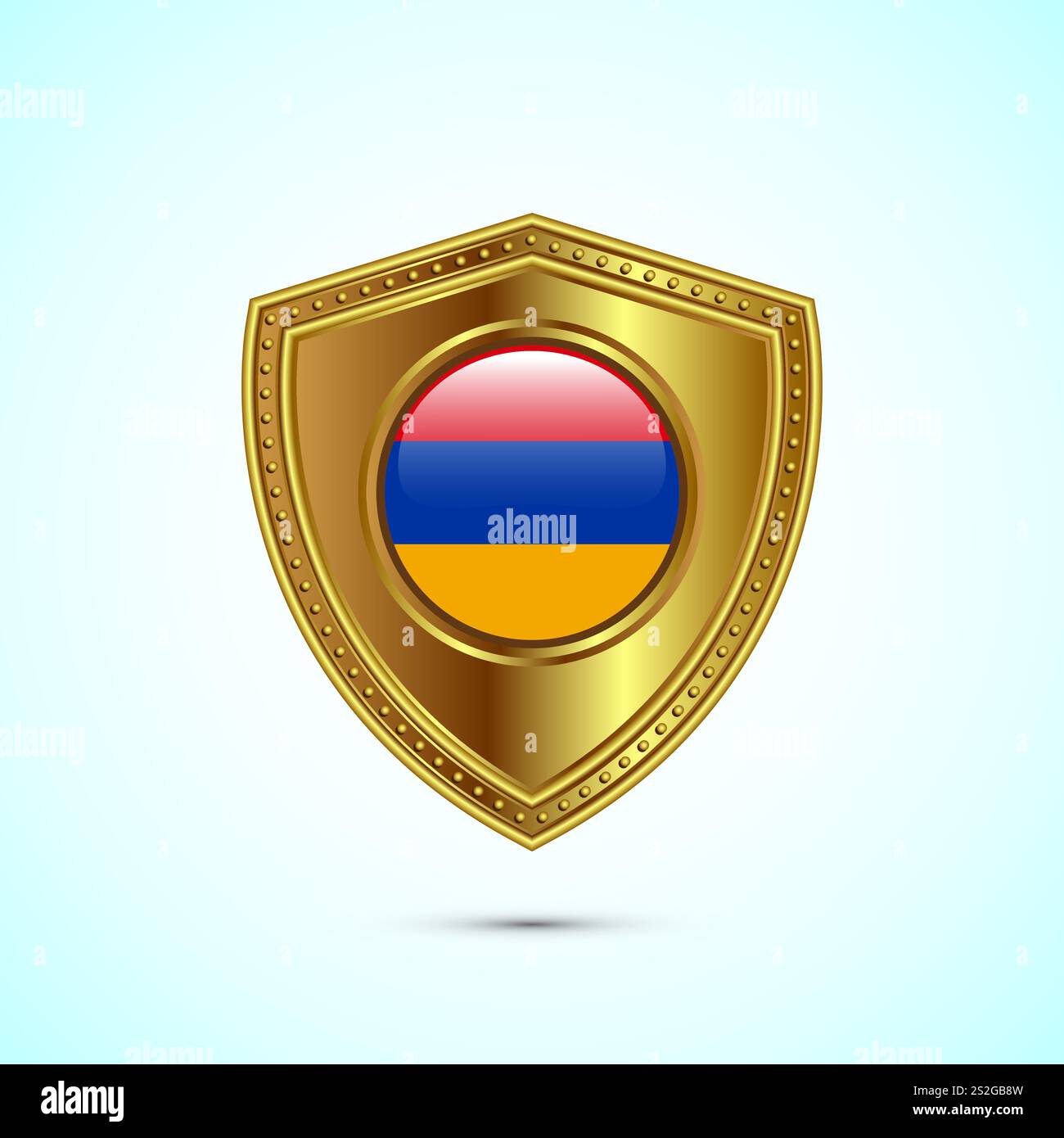 Rounded flag of Armenia with glossy gold shield Stock Vector Image ...