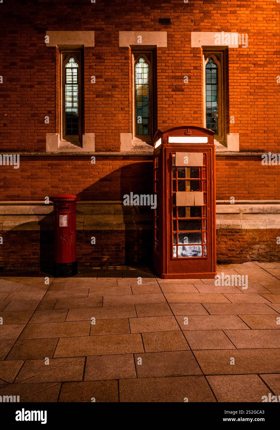 Iconic British red telephone and post box outsite the Royal Shakespere ...