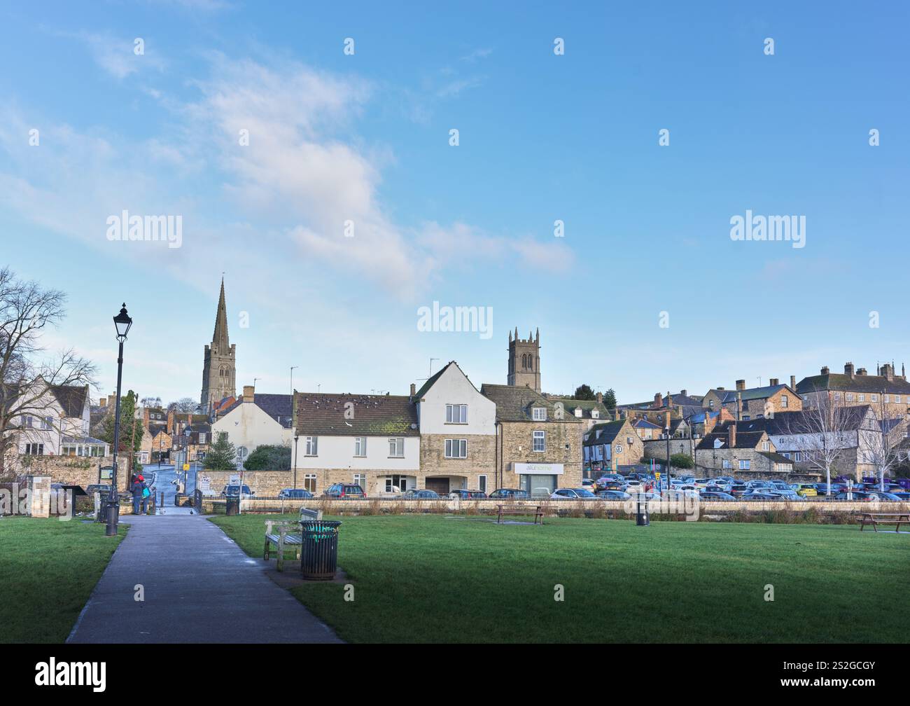 Stamford, Rutland, England, as seen from the Town Meadows Stock Photo ...
