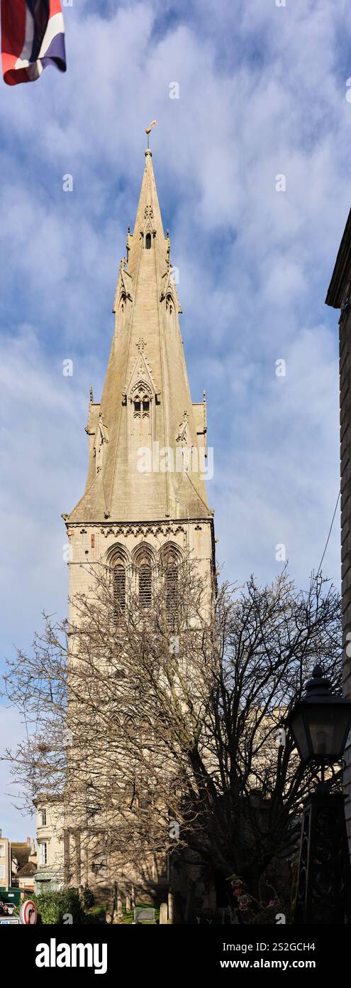 Spire and tower of St Mary's church, Stamford, Rutland, England Stock ...