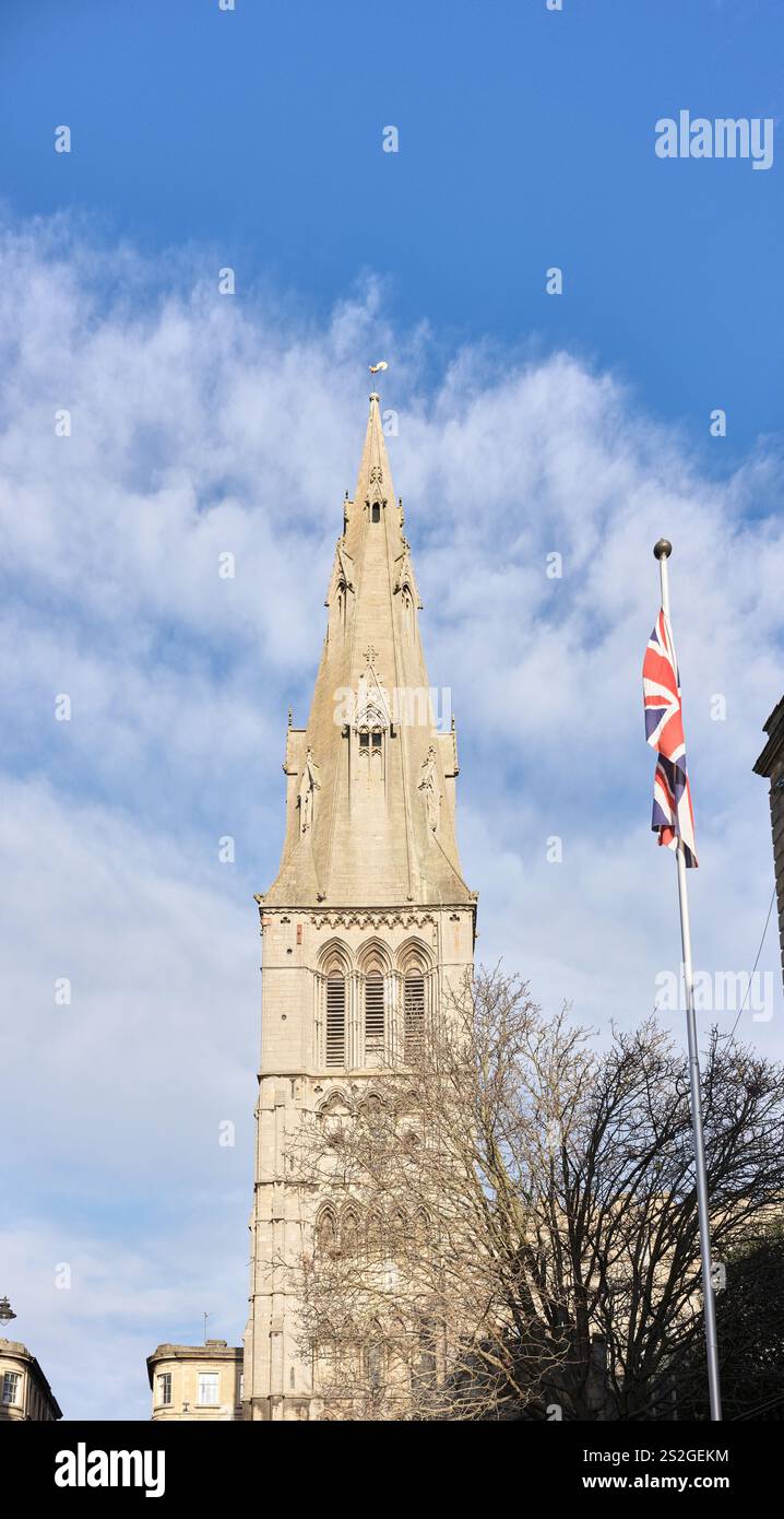 Spire and tower of St Mary's church, Stamford, Rutland, England Stock ...