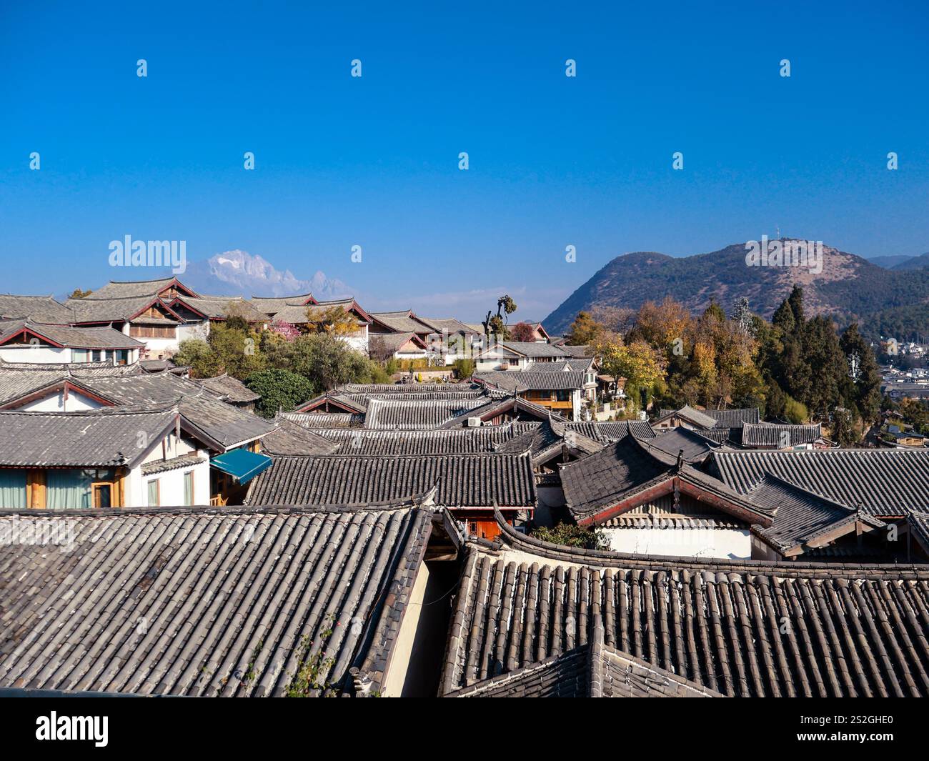 The sea of traditional old rooftop scenic view from the top over the ...