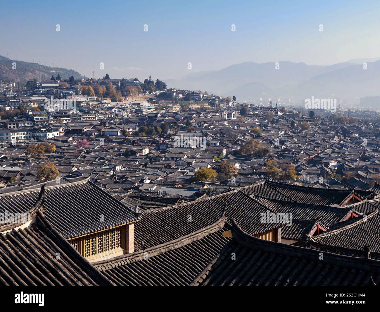 The sea of traditional old rooftop scenic view from the top over the ...