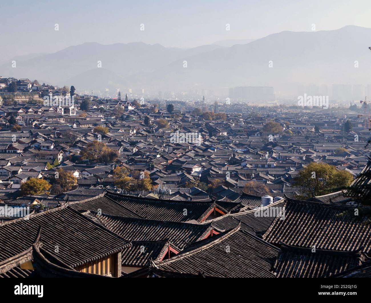 The sea of traditional old rooftop scenic view from the top over the ...