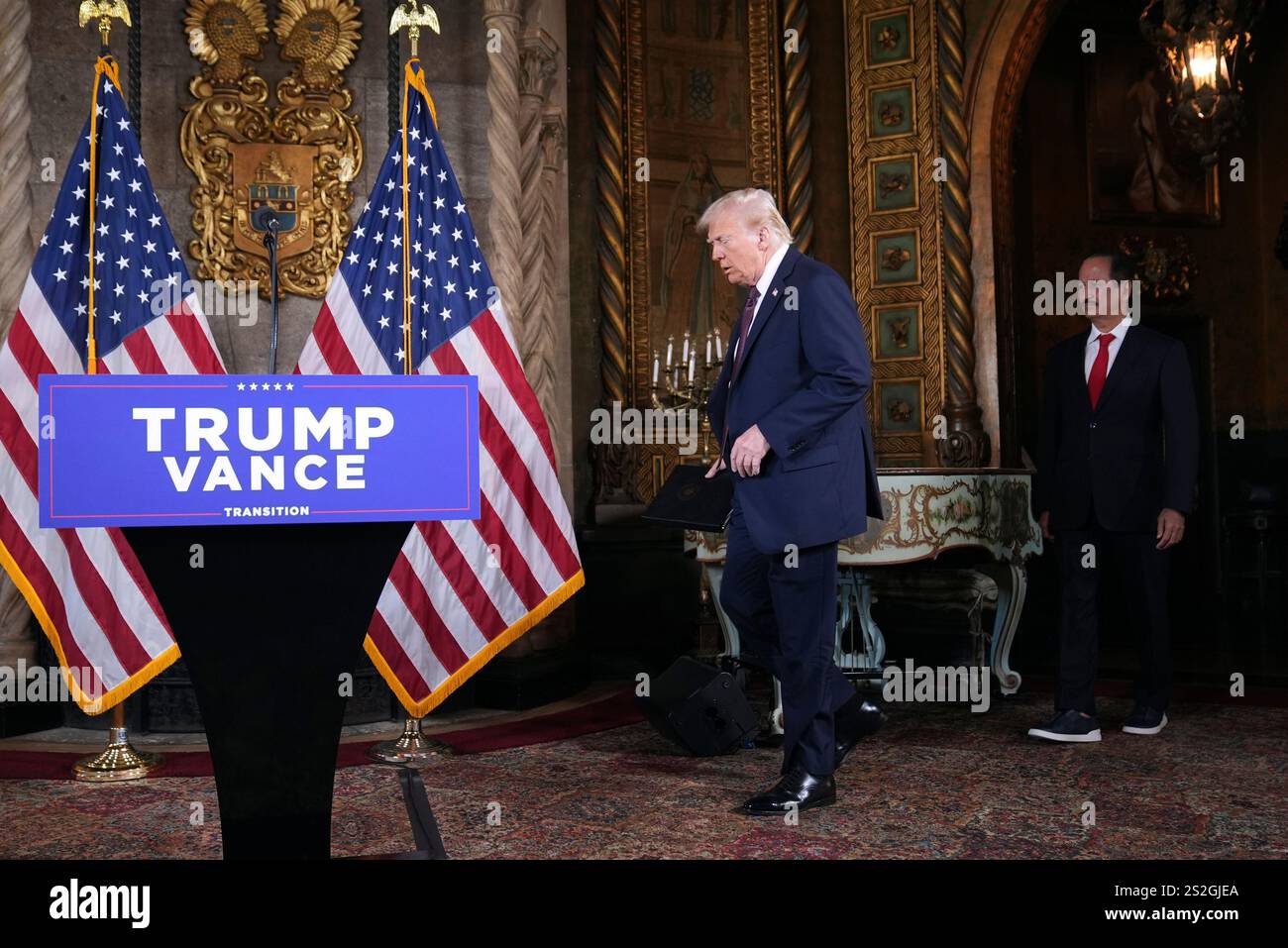 President-elect Donald Trump arrives with Hussain Sajwani, CEO of DAMAC ...