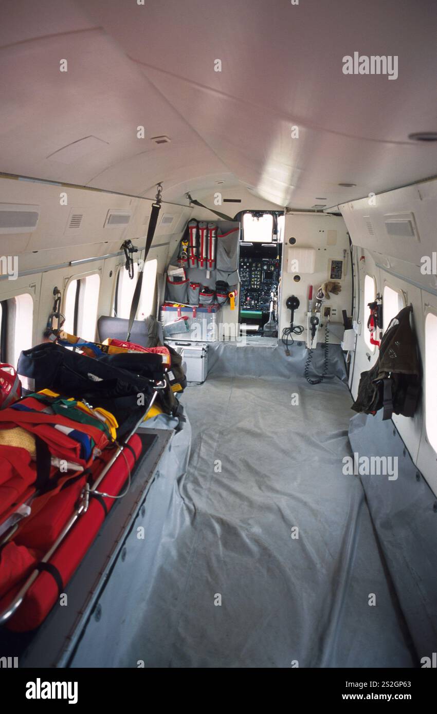 Interior of a S61 Sikorsky air sea search and rescue helicopter showing ...