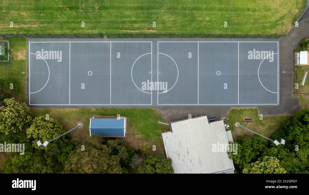 Drone aerial photograph of the Netball courts at Summerhayes Park in ...