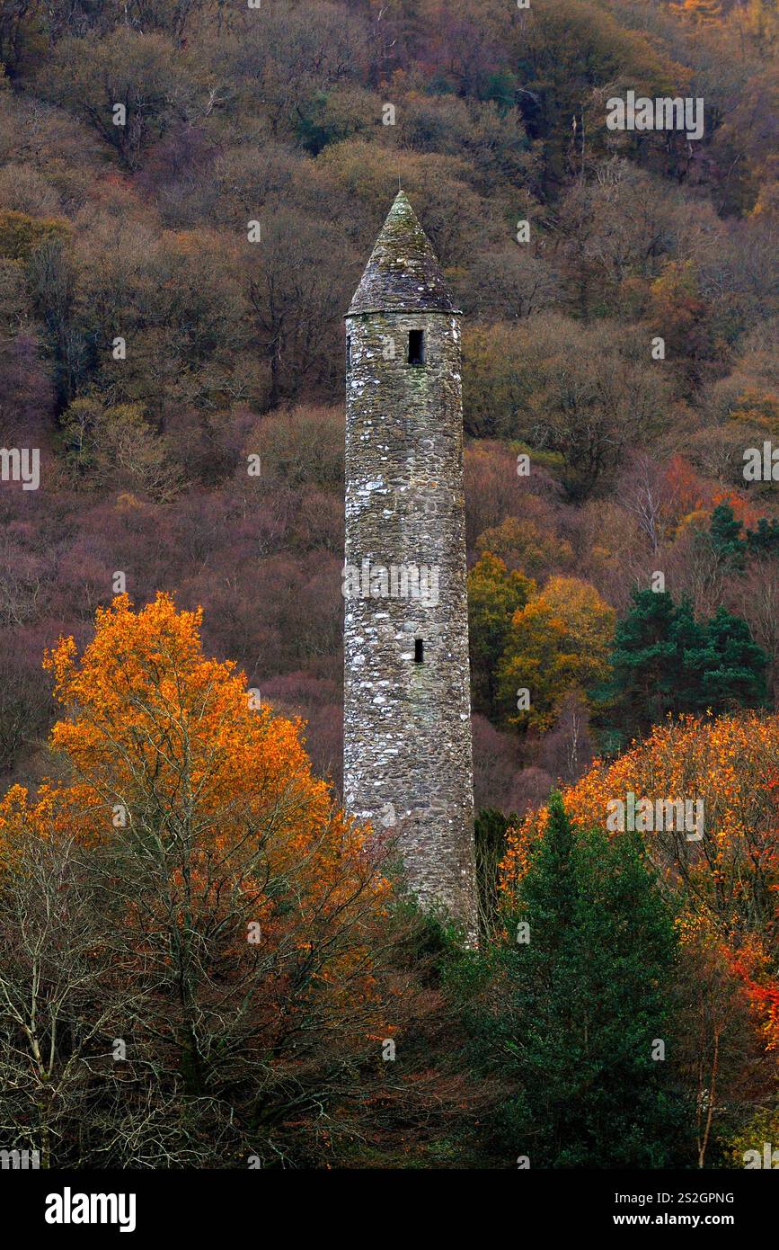 St Kevins Monestry Round Tower ,Glendalough,County Wicklow,Ireland ...