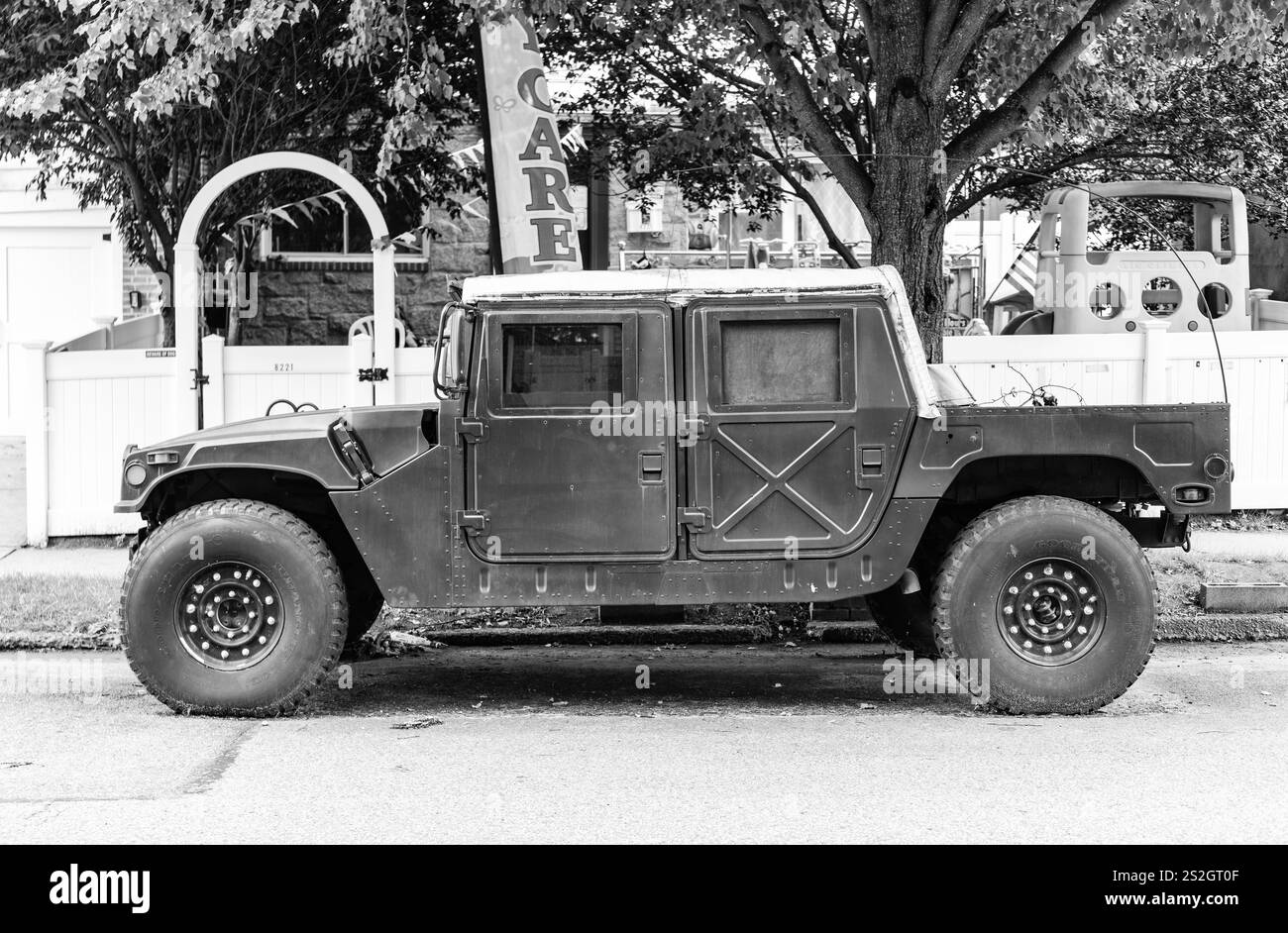 New York City, USA - August 26, 2023: Hummer H1 General Motors SUV off ...
