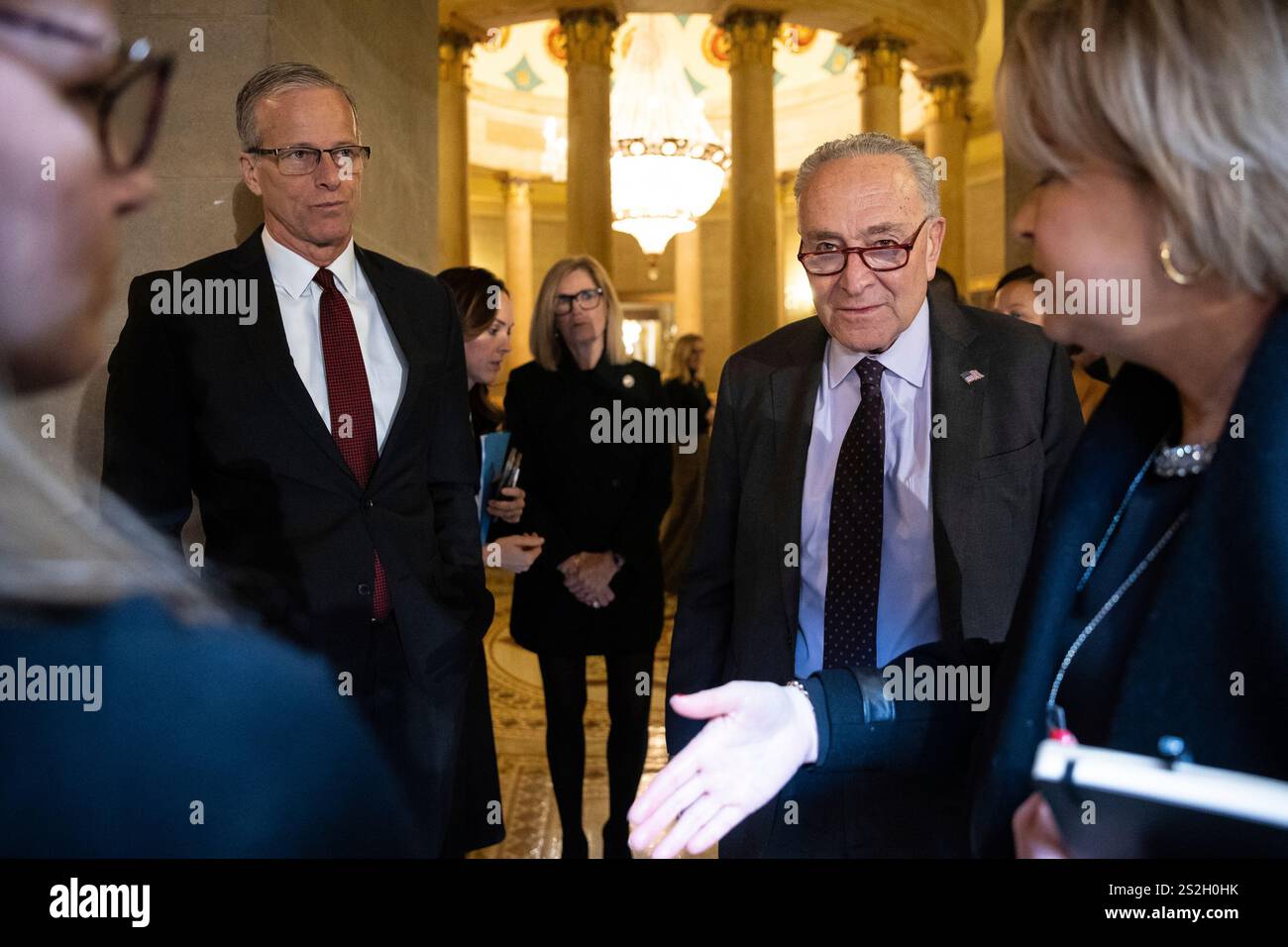 Senate Majority Leader John Thune (R-S.D.) and Senate Minority Leader ...