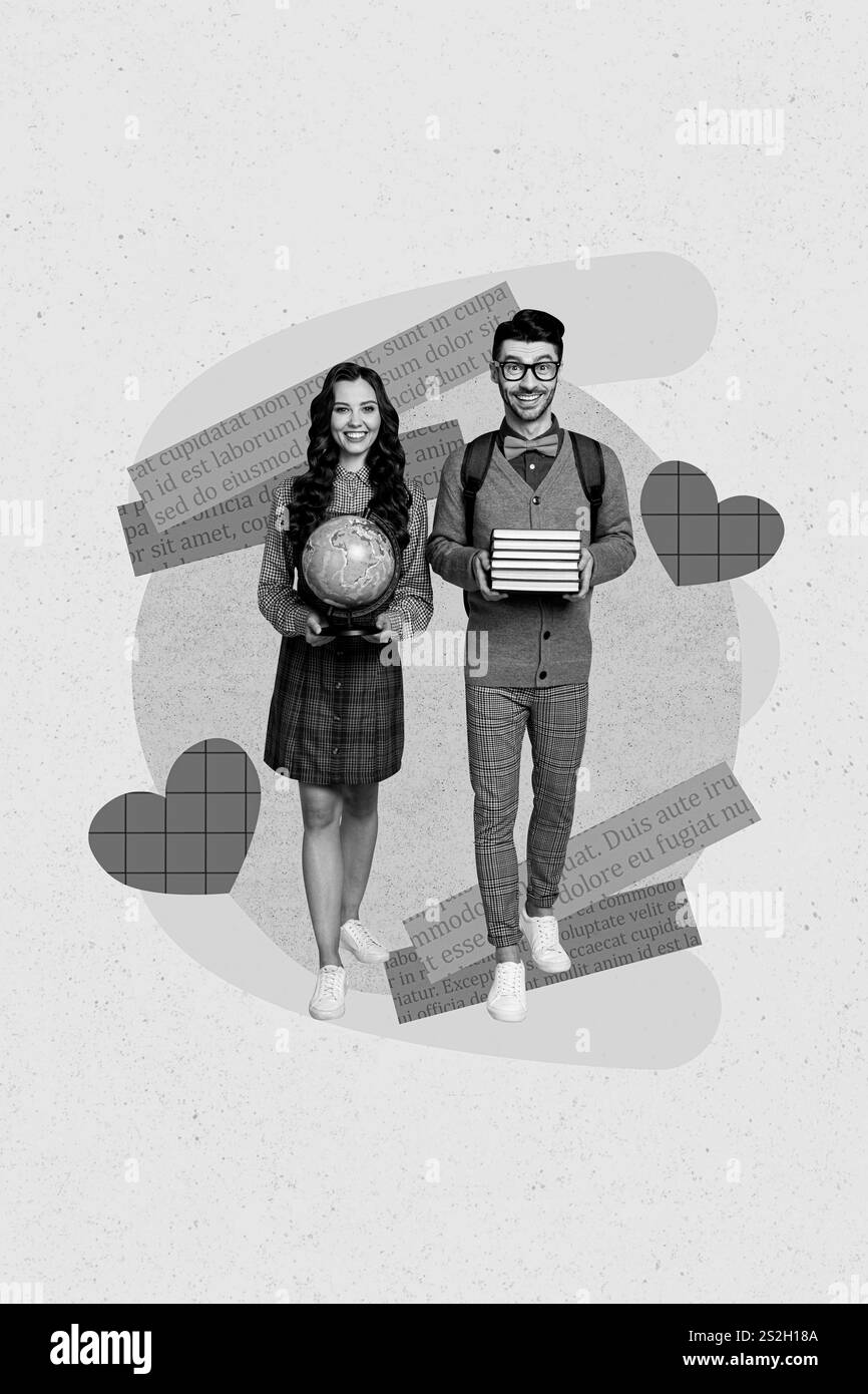 Creative collage image young Black and White Stock Photos & Images - Alamy